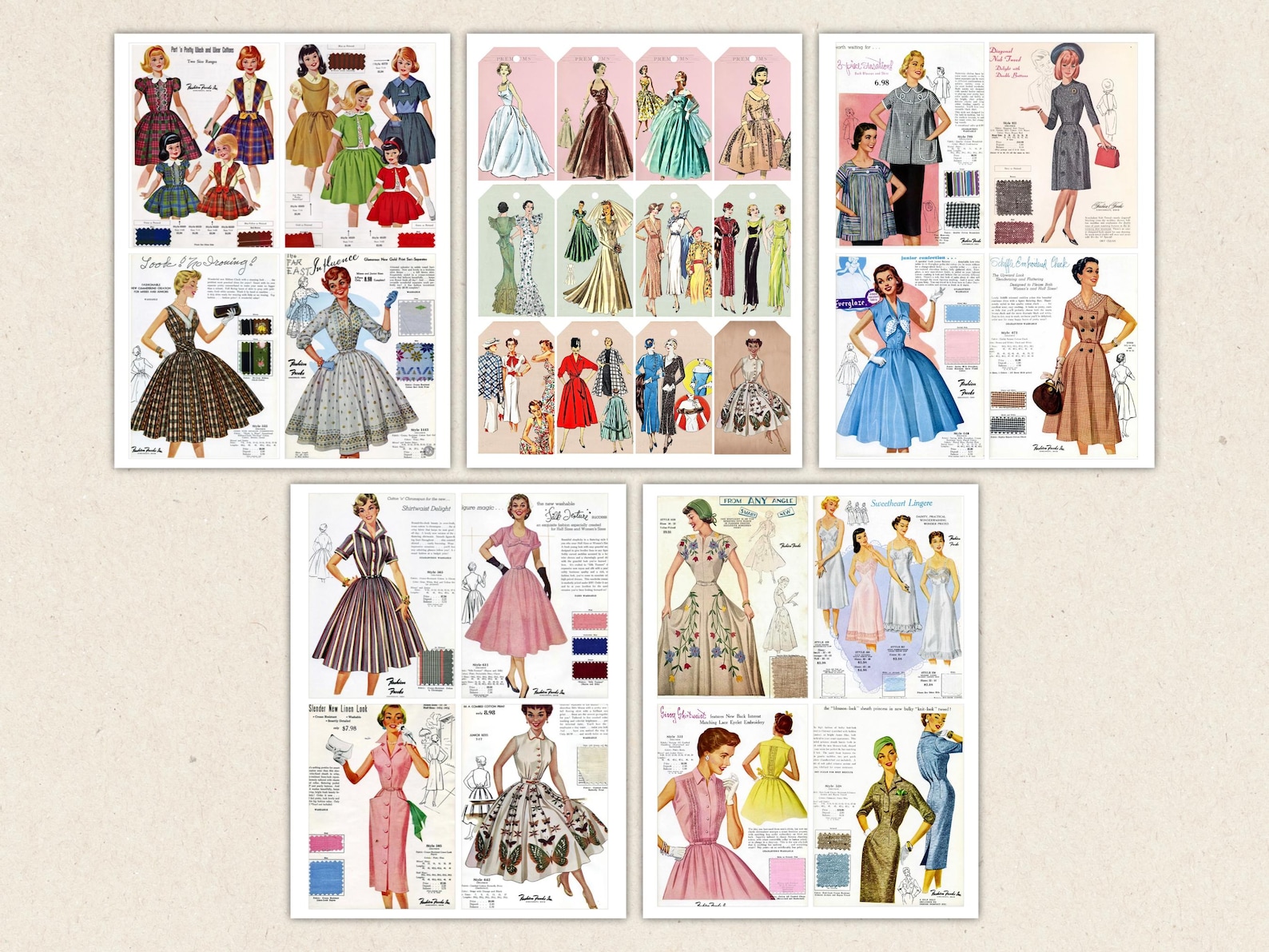 1950s Vintage Fashion Magazine Pages | Retro Catalogue Ephemera Collage ...