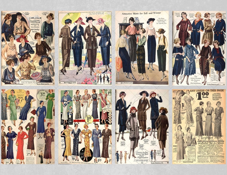 1920s Vintage Fashion Magazine Pages | Retro Vintage Ads Collage Sheet ...