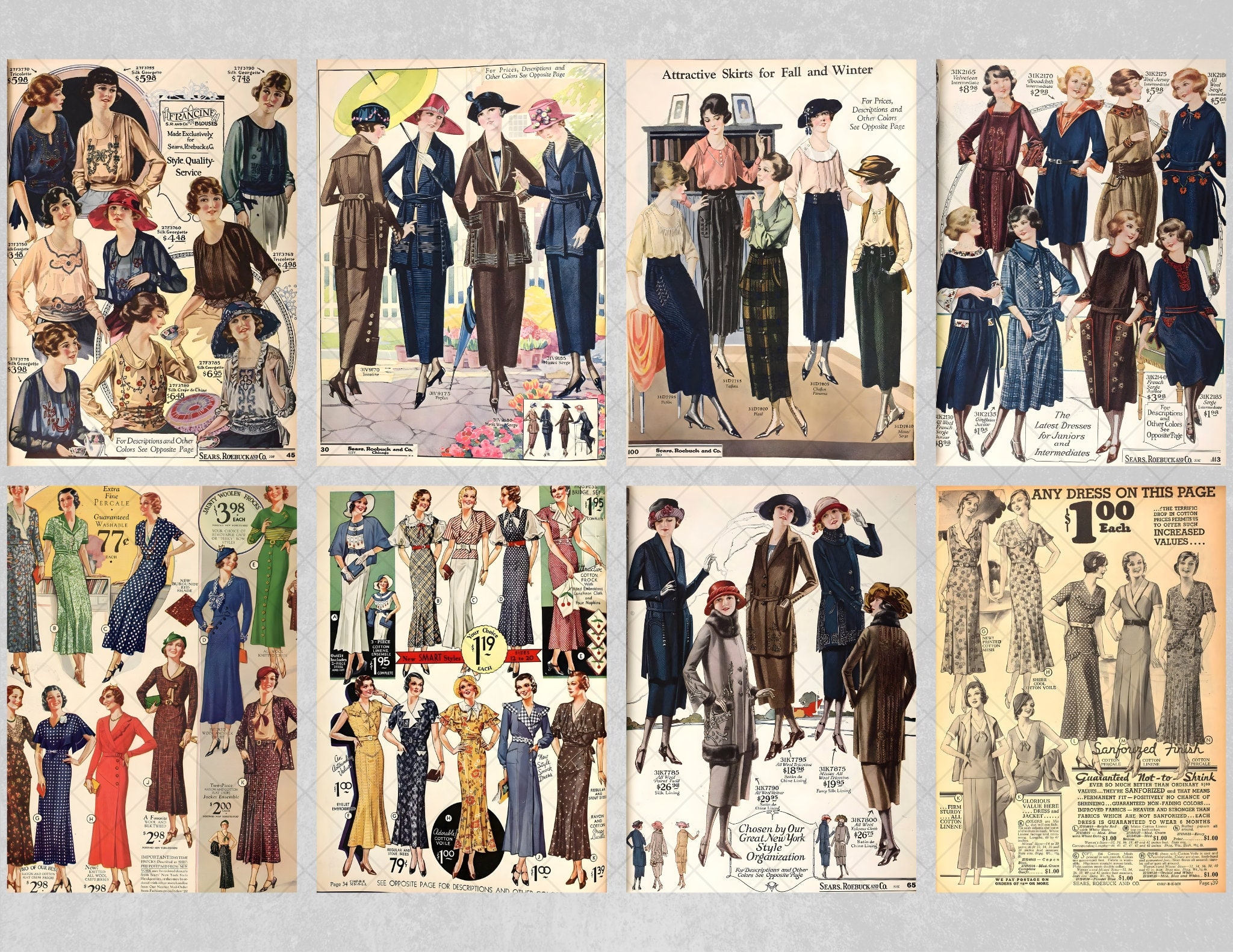 1920s Vintage Fashion Magazine Pages Retro Vintage Ads Collage Sheet ...