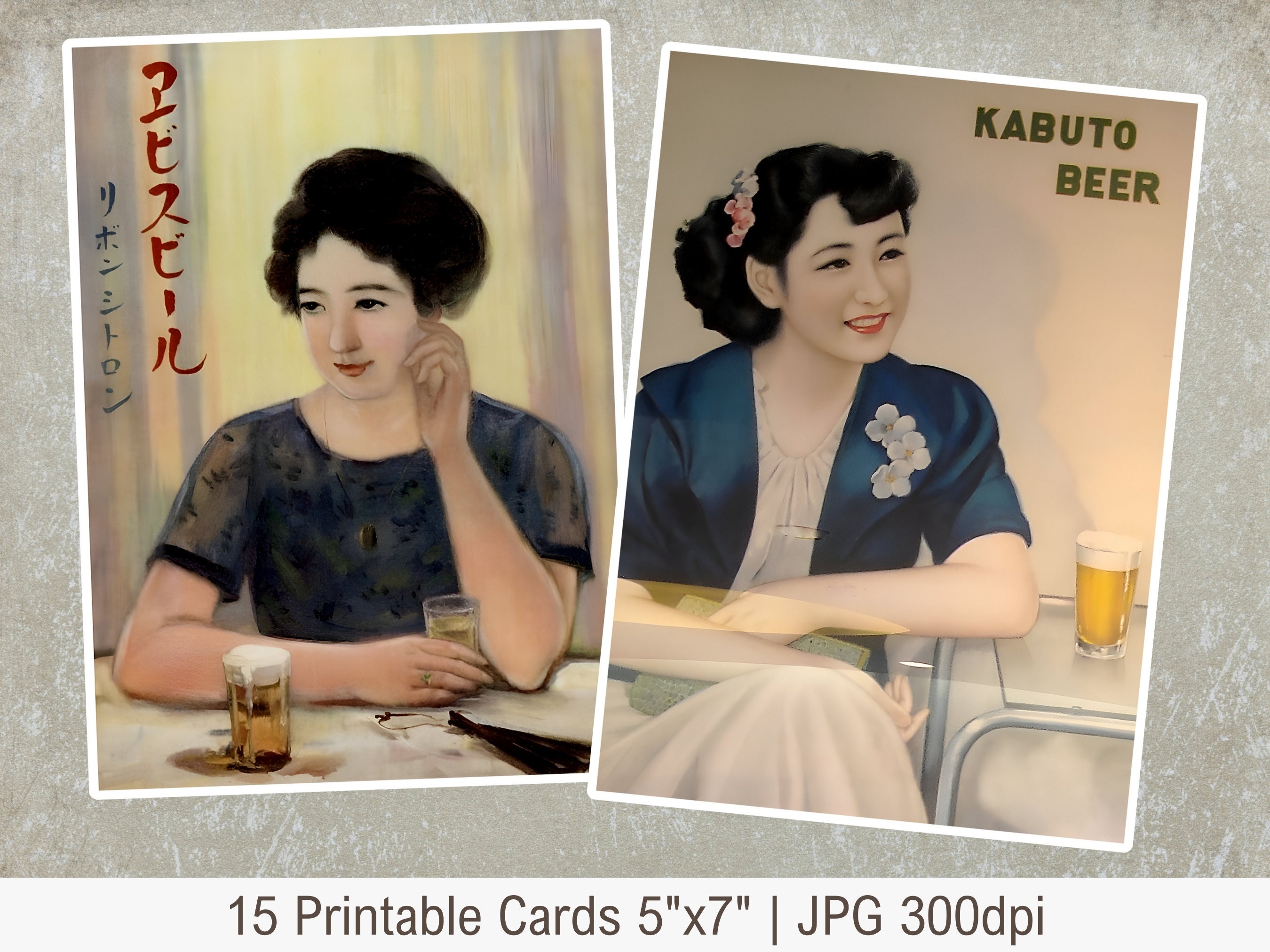Japanese Beer Poster Postcards 5" X 7" Printable | Retro Vintage ...