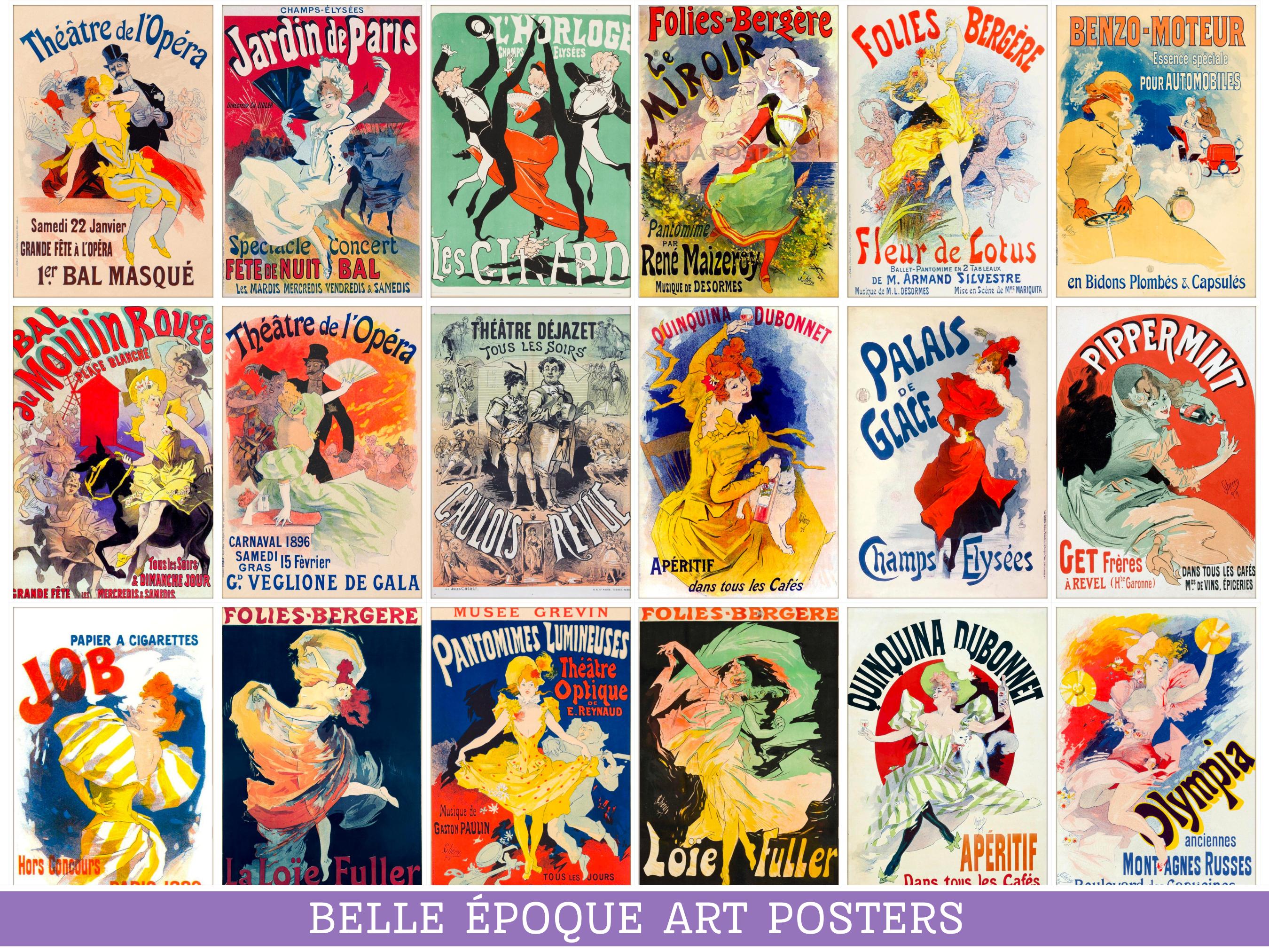 Vintage French Posters Collection, Parisian Belle Époque Antique ...