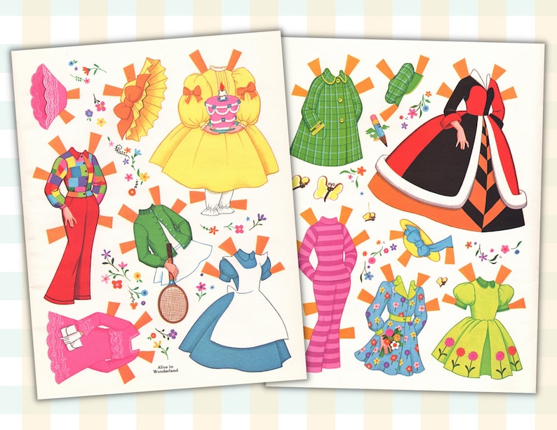 Alice in Wonderland Paper Dolls Printable | Vintage Paper Doll PDF JPG ...