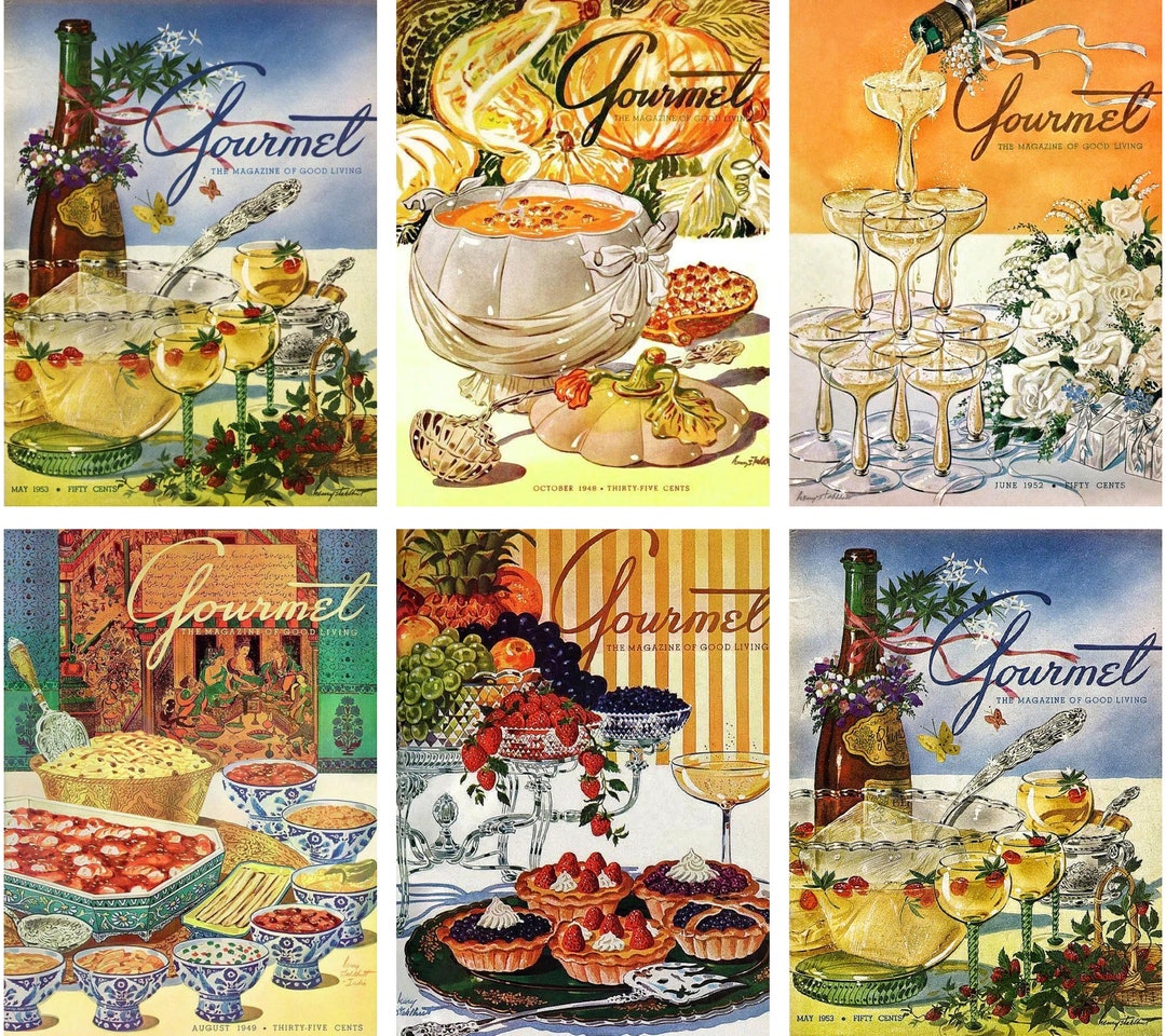 1950s Gourmet Magazine Covers Collection | Vintage Retro Collage Sheet ...