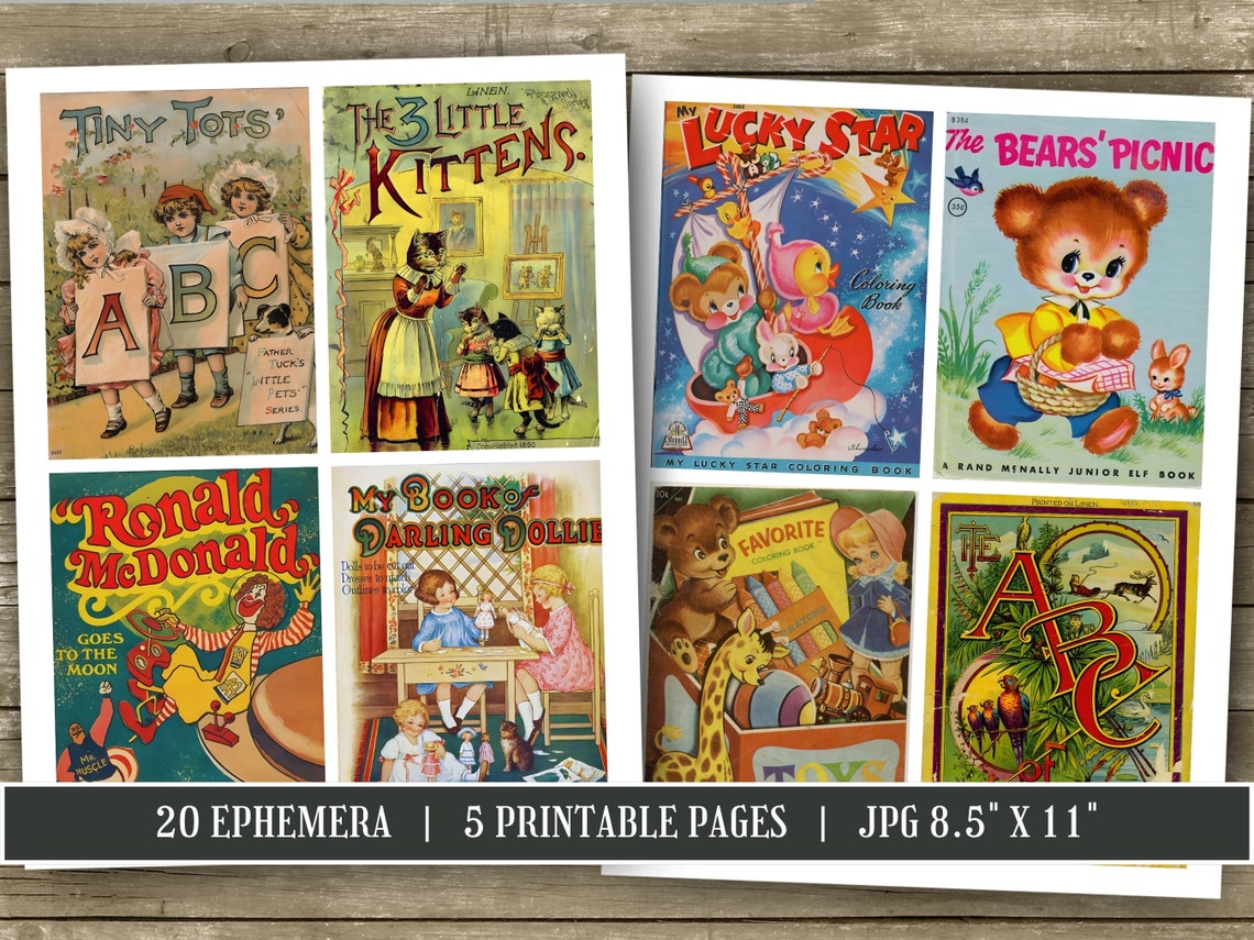 Vintage Journal Cards Printable | Children Nursery Rhyme Story Book ...