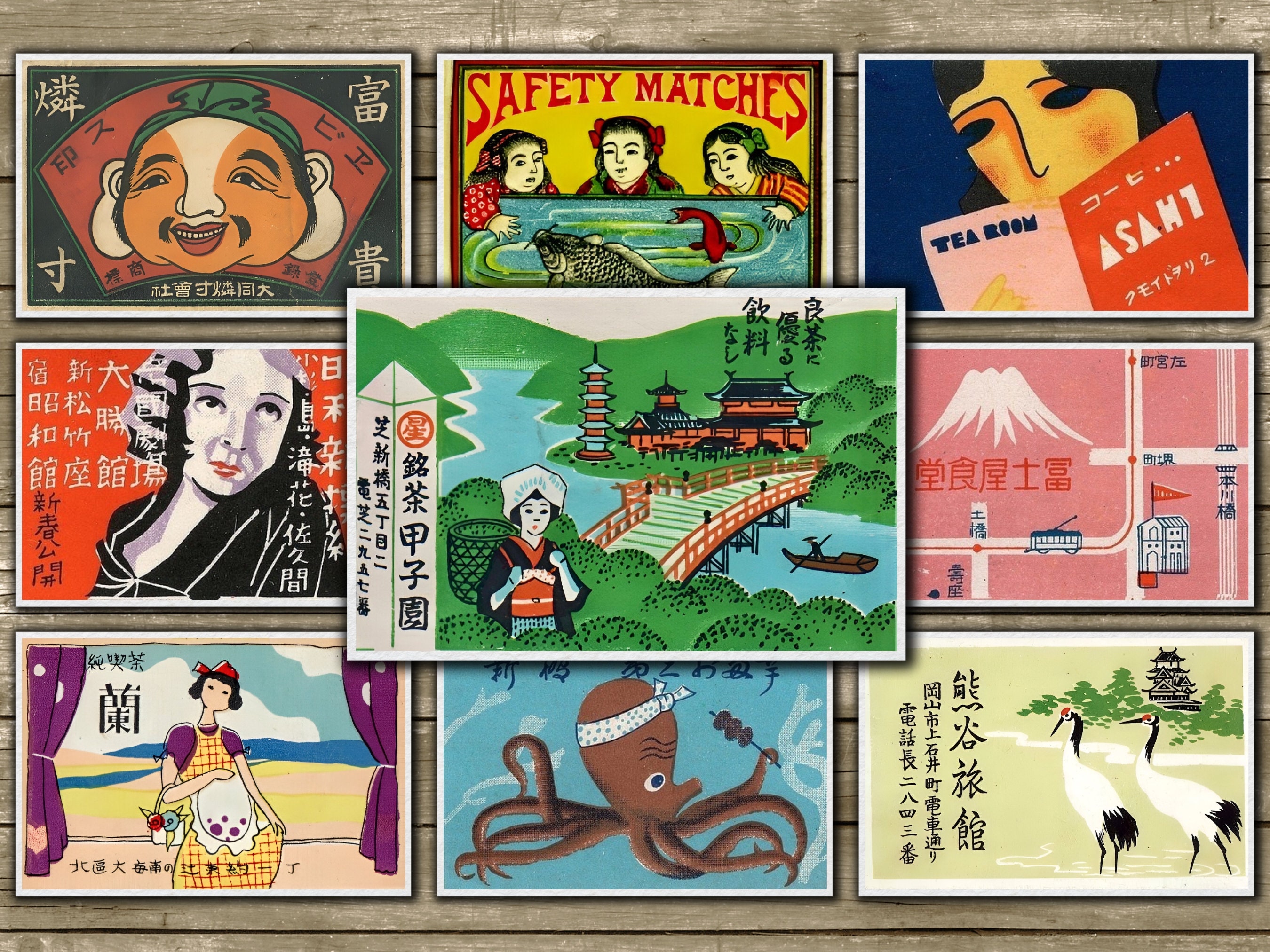 Japanese Matchbox Label Posters Ver.4 Horizontal Vintage Japanese ...
