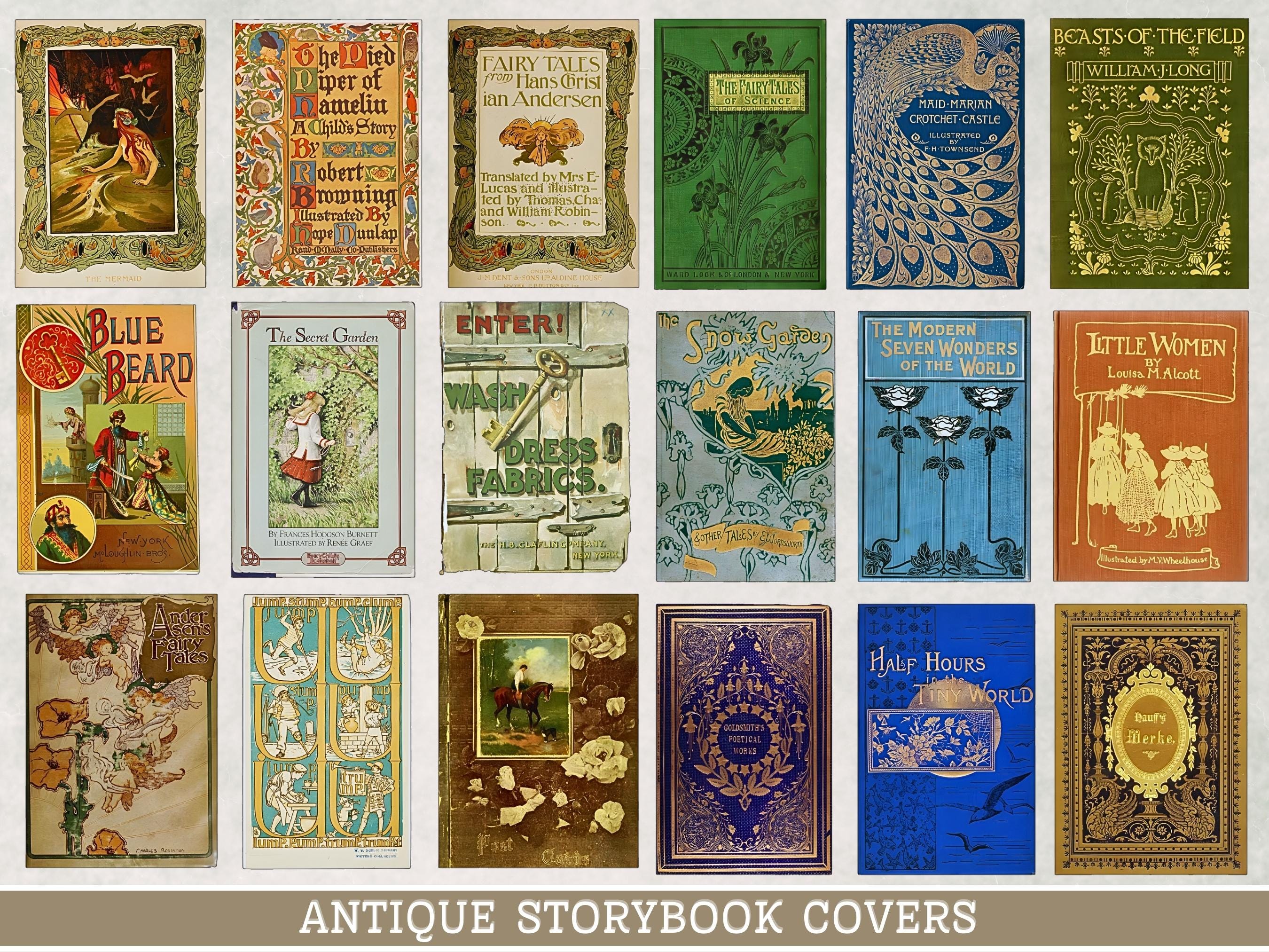 Antique Book Covers, Fairy Tale Illustrations Printable | Vintage Book ...