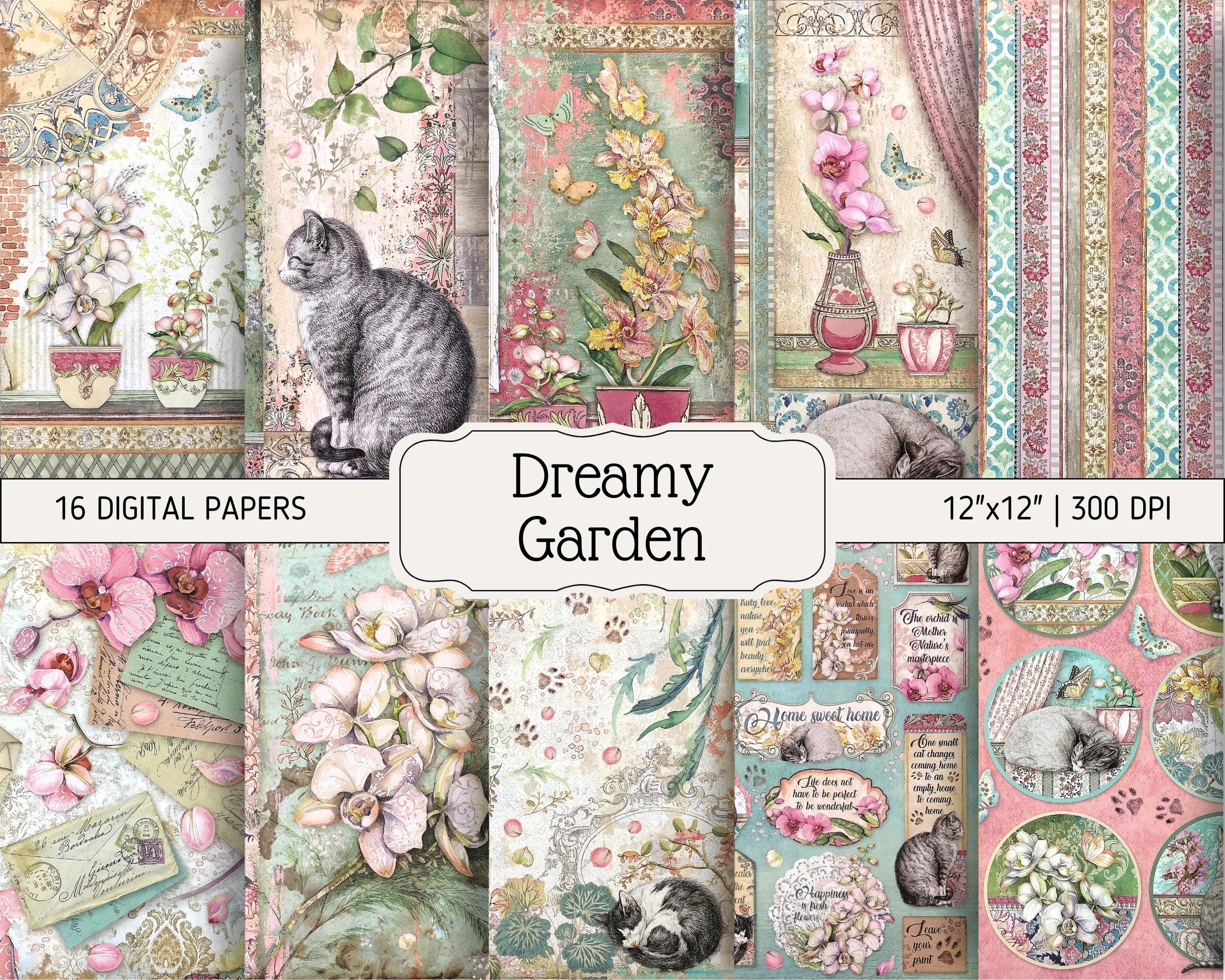 D11 Digital Paper Bundle | Dreamy Garden | Junk Journal Pages, Tags ...