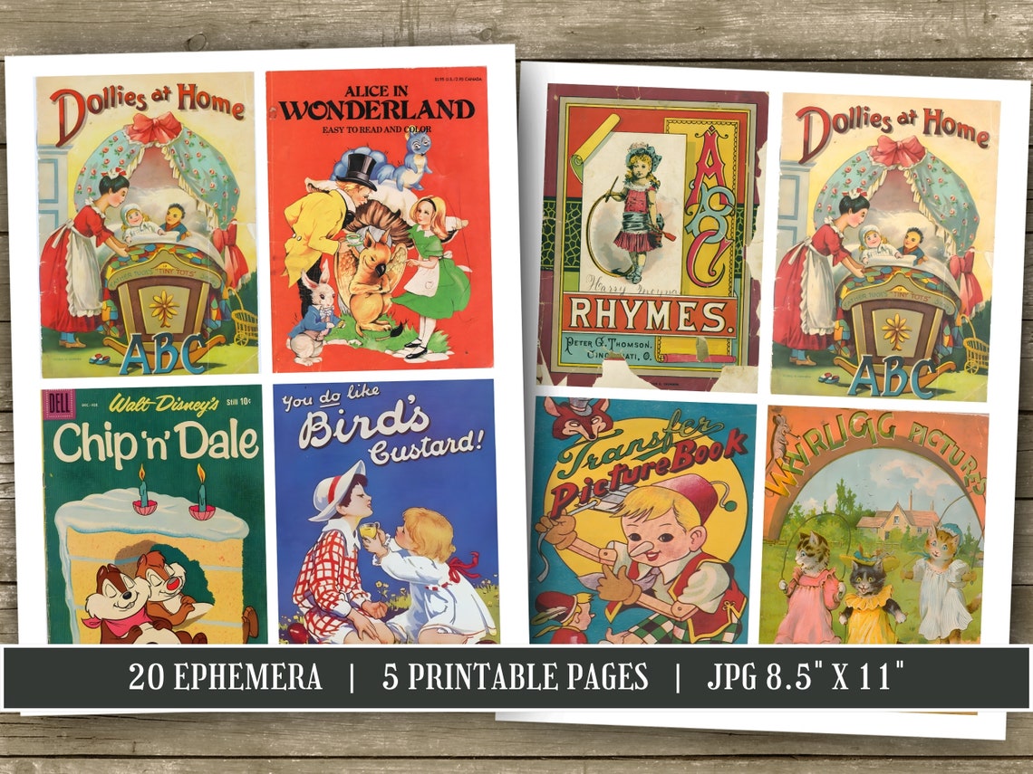 Vintage Journal Cards Printable | Children Nursery Rhyme Story Book ...