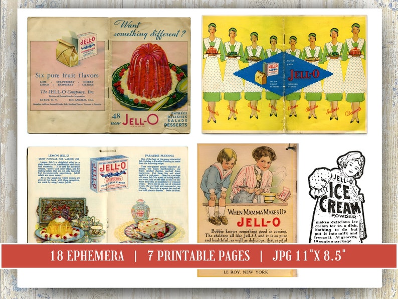 Classic American Gelatine Dessert Ephemera Bundle | Junk Journal ...