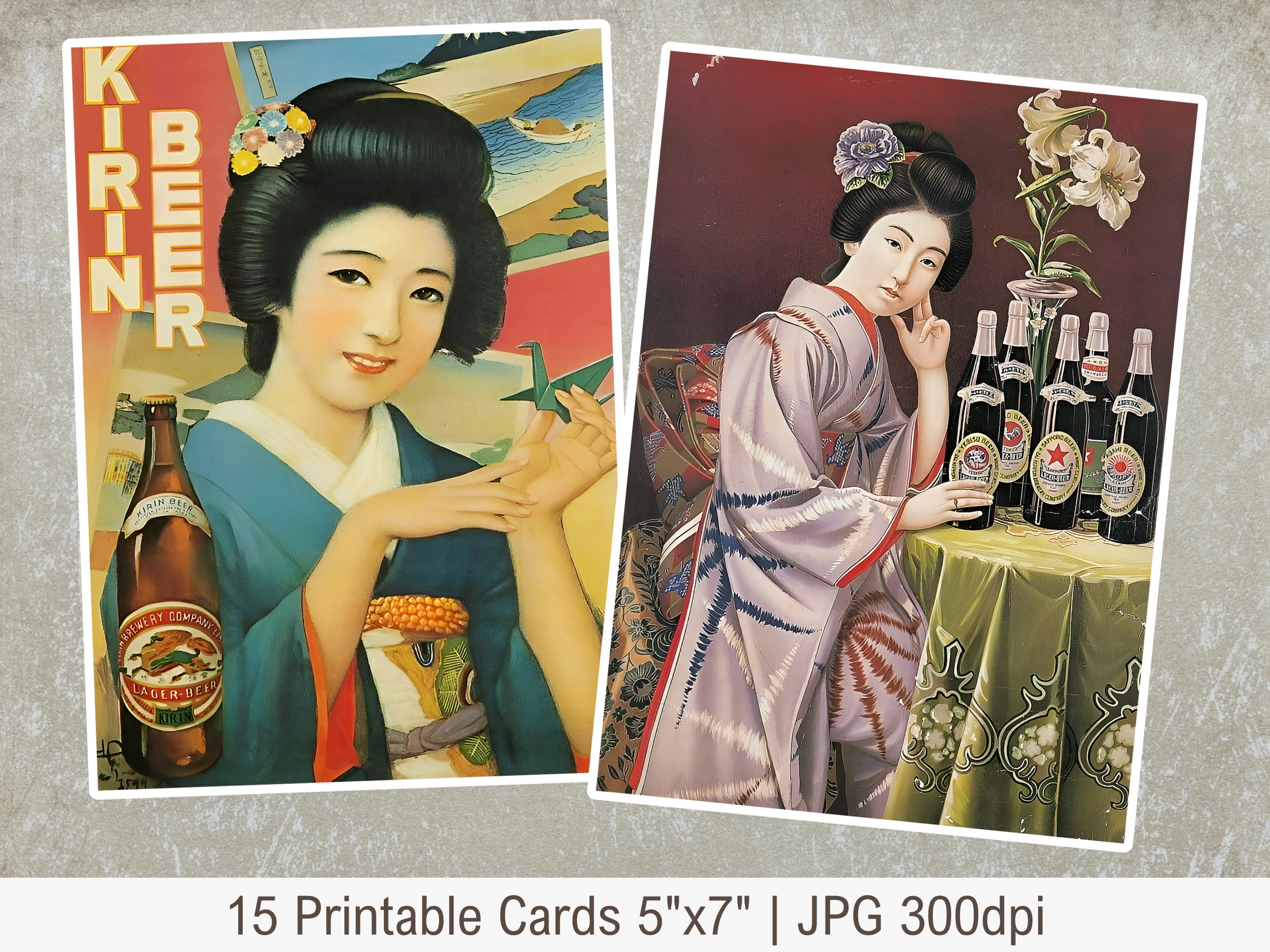 Japanese Beer Poster Postcards 5" X 7" Printable | Retro Vintage ...