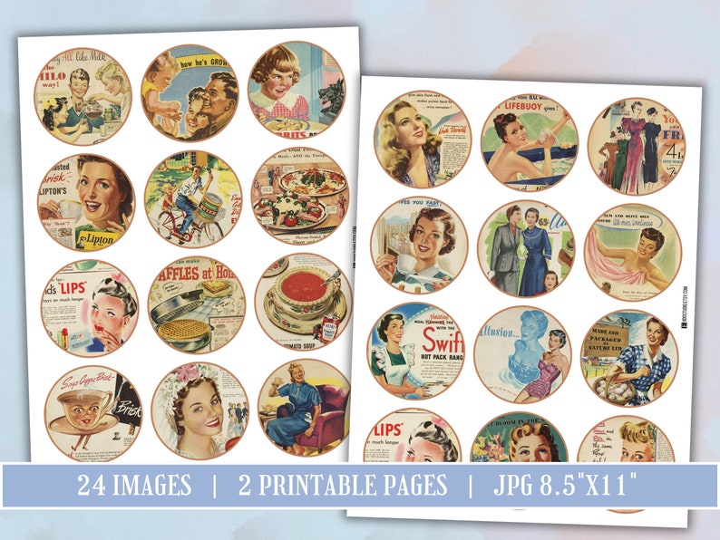 Circle Sticker Sheet Retro Australian Ad Poster | Junk Journal ...