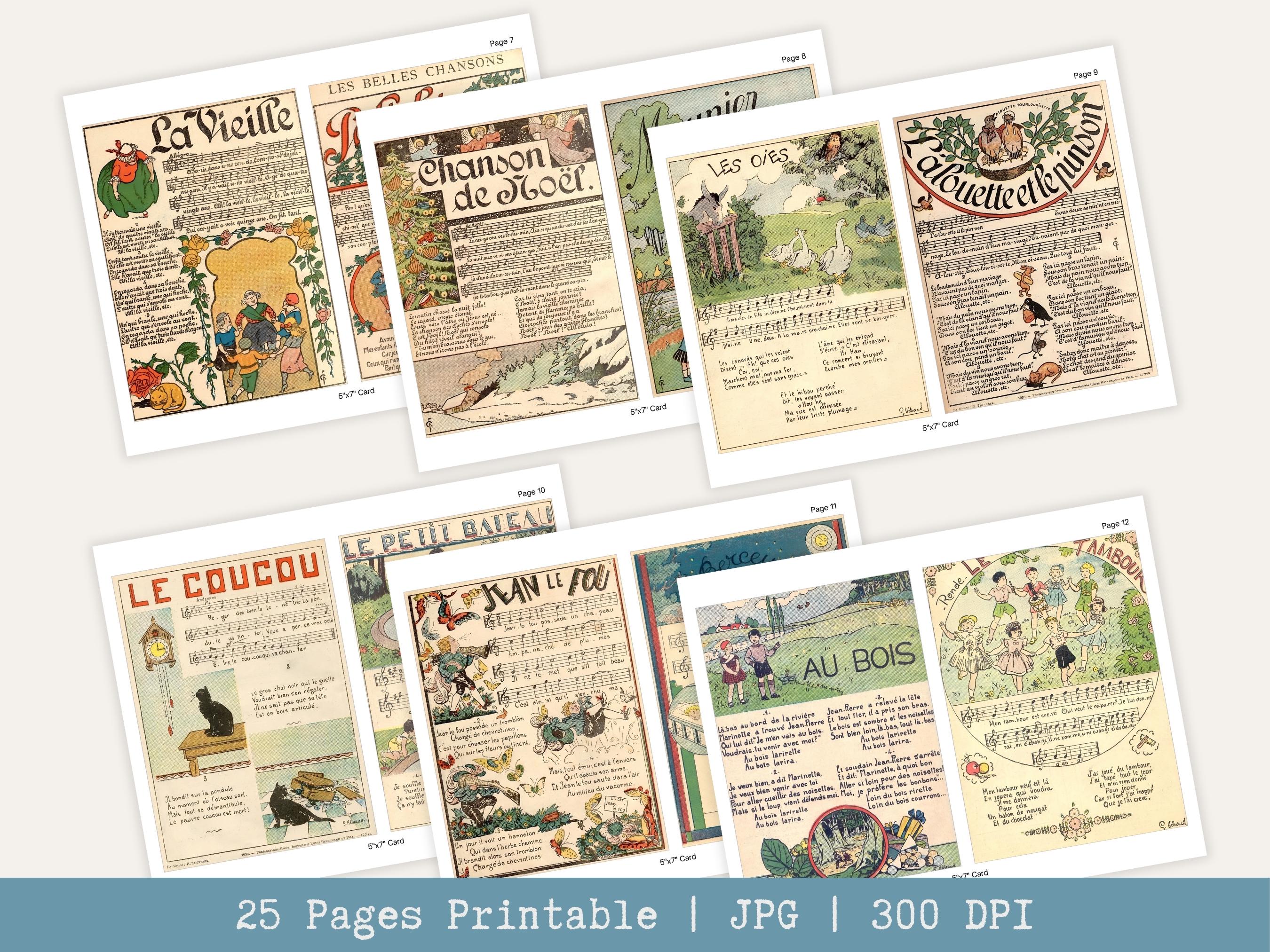 25 Pages French Music Sheet Printable | Retro Ephemera Embellishment ...