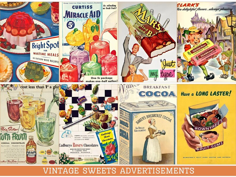 Vintage Confectionery Sweets Ad Collection, Antique Ephemera Printable ...