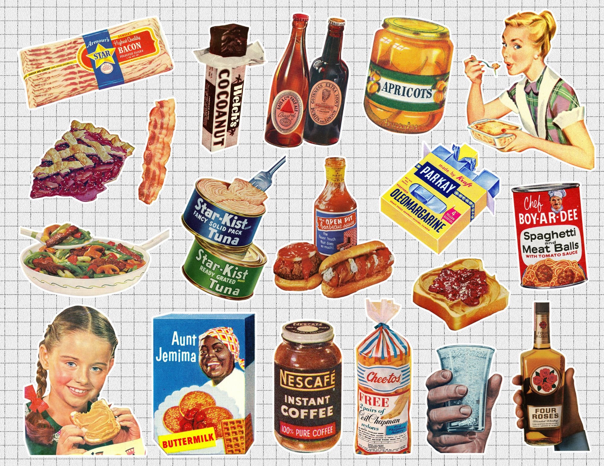 Vol. 1 Fussy Cut Collage Sheet Printable | Retro Food Product, Pantry ...
