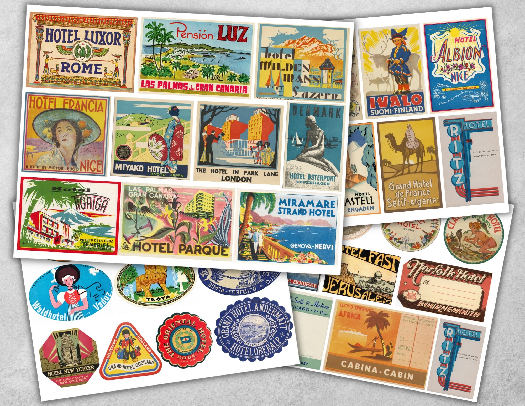 Vintage Travel Luggage Label Collection | Junk Journal Ephemera ...