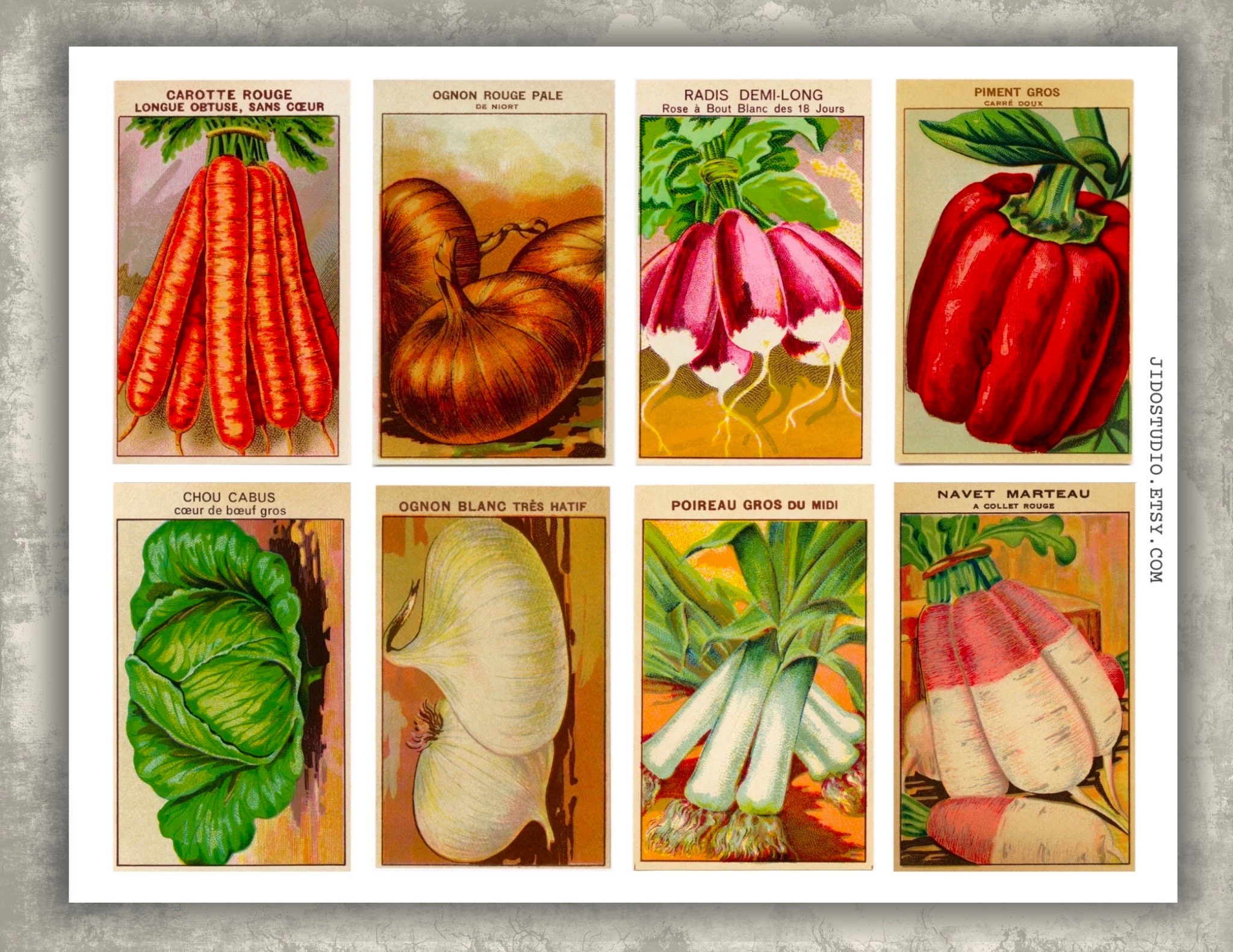 Vintage Flower & Vegetable Cards Printable Vintage Scrapbooking Junk ...