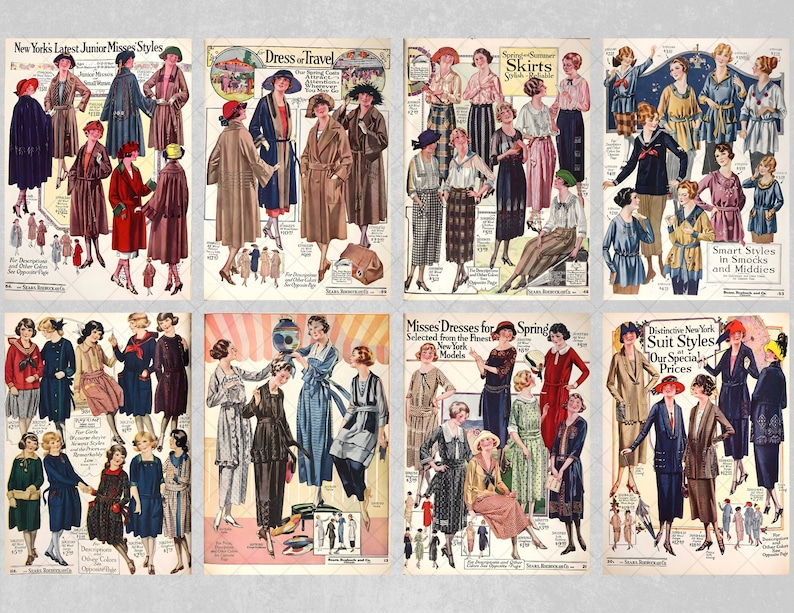 1920s Vintage Fashion Magazine Pages | Retro Vintage Ads Collage Sheet ...