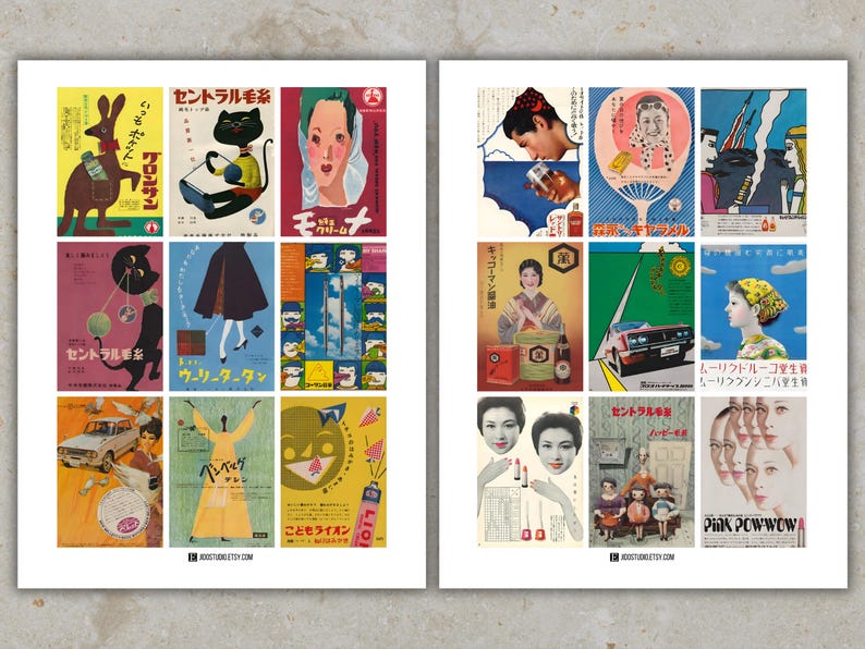 Vintage Japanese Ad Collage Sheet Printable JPG | Nostalgia Retro ...