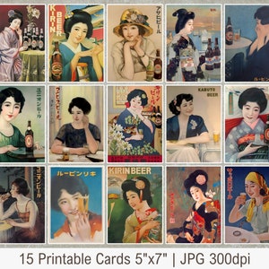 Japanese Beer Poster Postcards 5" X 7" Printable | Retro Vintage ...