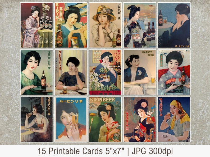 Japanese Beer Poster Postcards 5" X 7" Printable | Retro Vintage ...