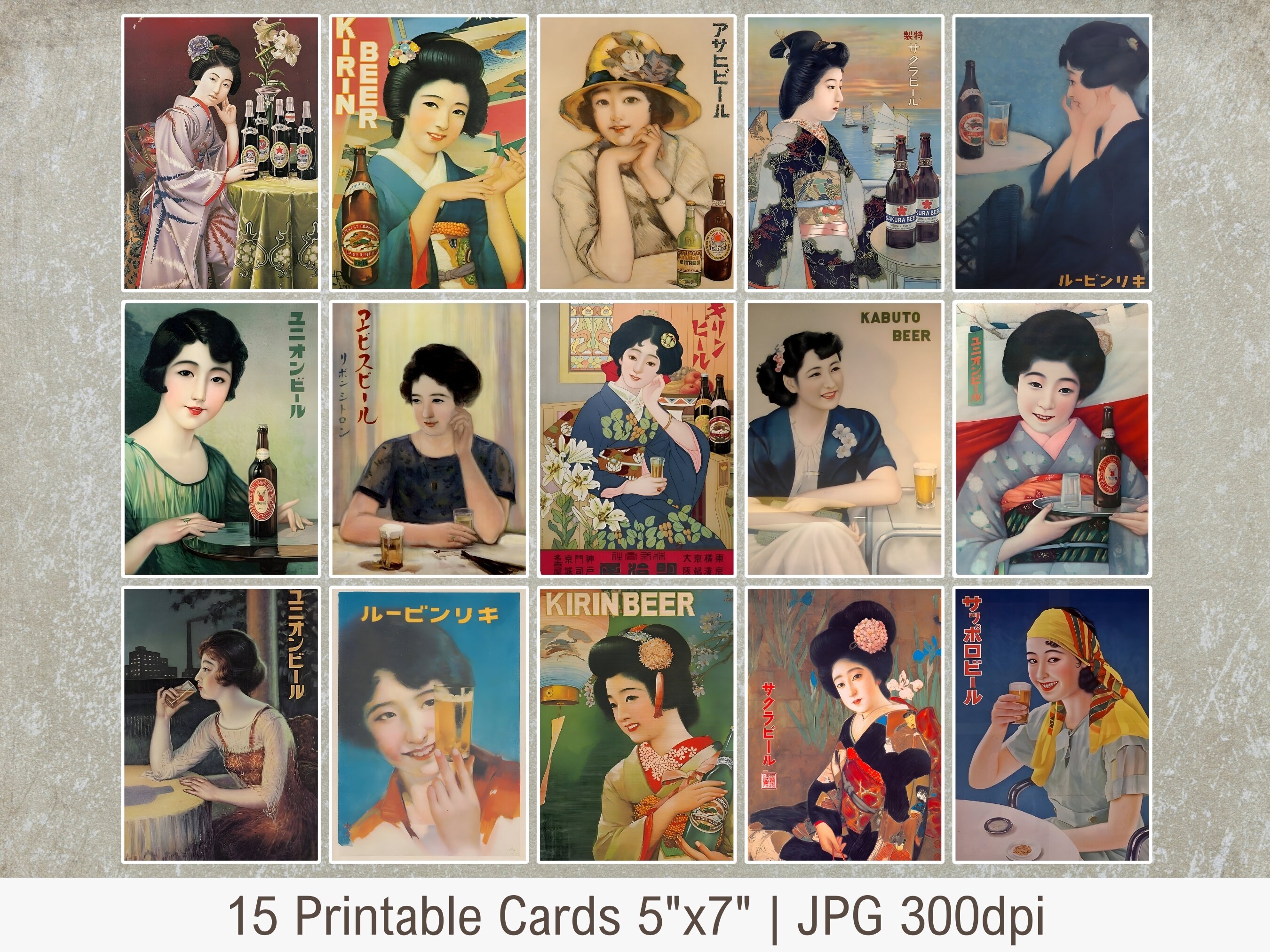 Japanese Beer Poster Postcards 5" X 7" Printable | Retro Vintage ...
