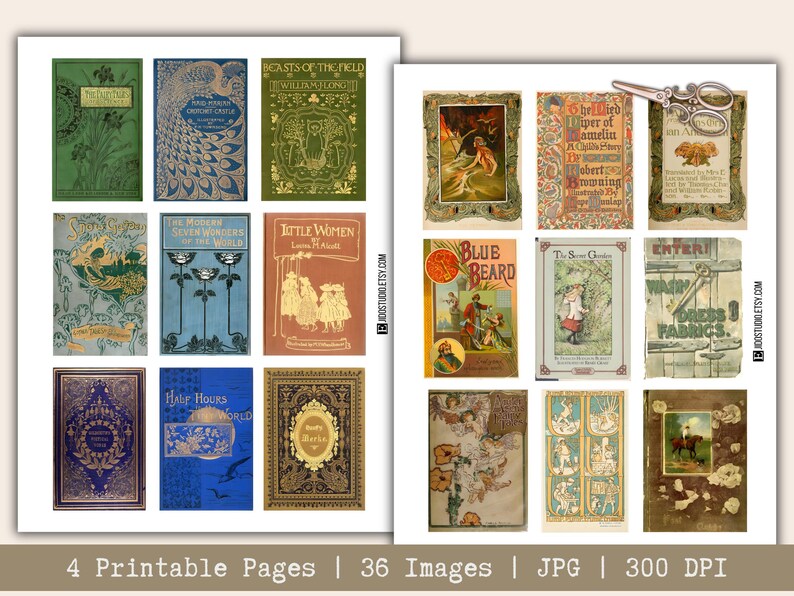 Antique Book Covers, Fairy Tale Illustrations Printable | Vintage Book ...