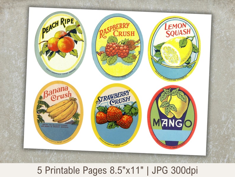 Vintage Fruit Crate Labels Collection Printable | Printable Junk ...