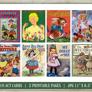 Antique Children's Book Covers Printable | Vintage Book Cover Graphic Retro Collage Sheet ...
