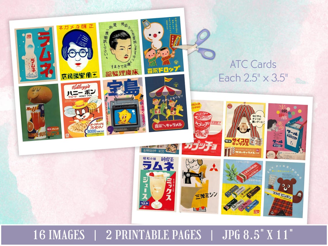 Vintage 1970s 1980s Japanese Old Ads Collage Printable JPG | Vintage ...