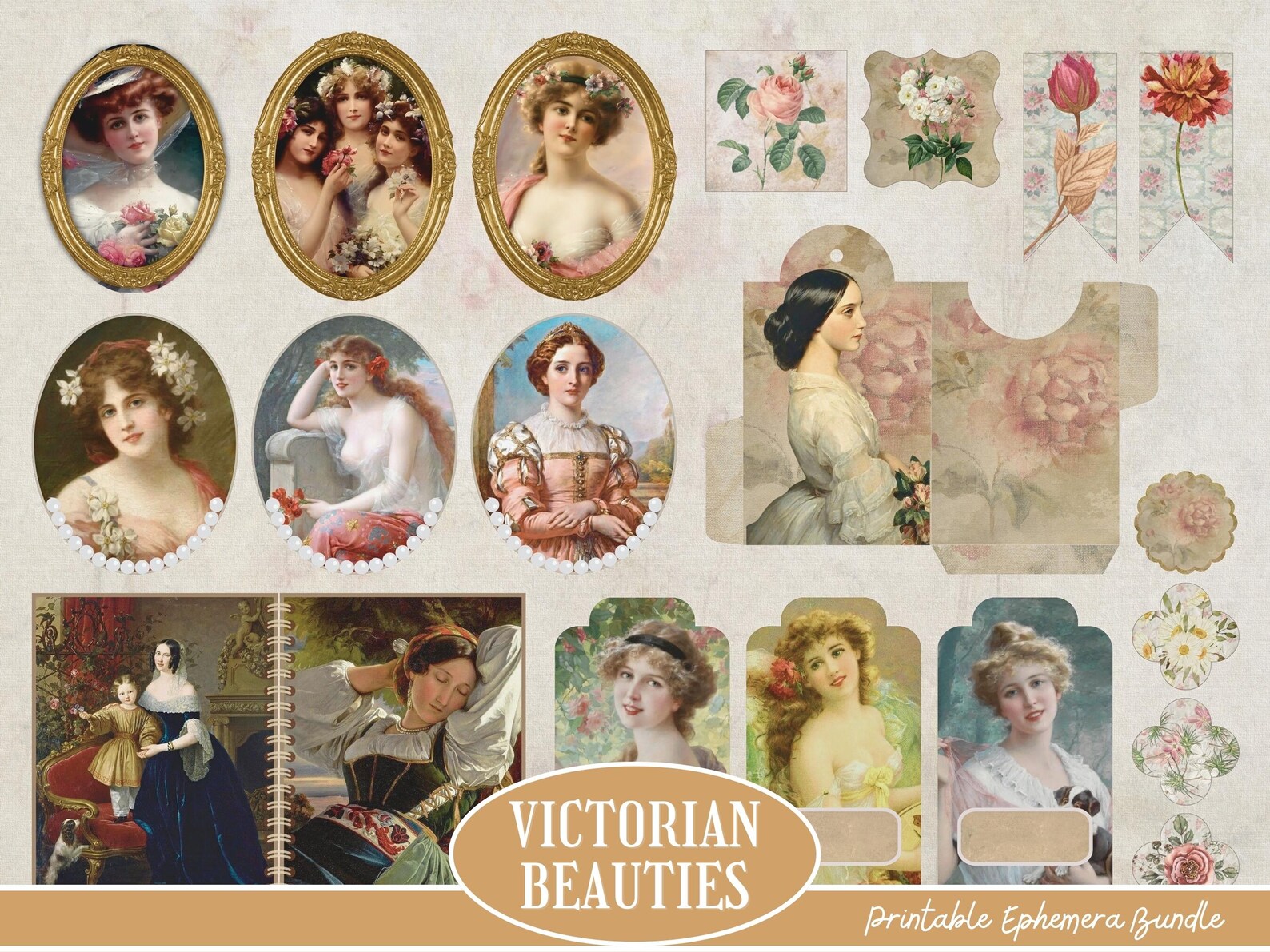 Victorian Beauties Ephemera Printable | Junk Journal Elements ...