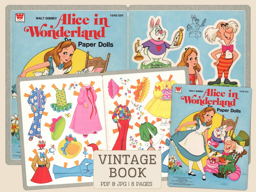 Alice in Wonderland Paper Dolls Printable | Vintage Paper Doll PDF JPG ...