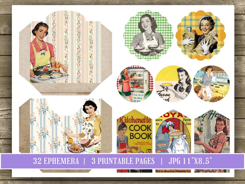 Retro Kitchen Vintage Cooking Junk Journal Kit | Scrapbooking ...