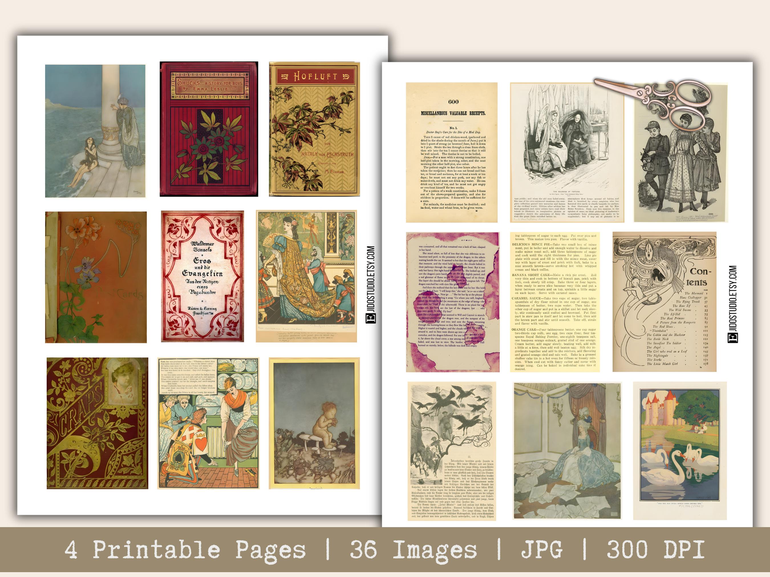 Antique Book Covers, Fairy Tale Illustrations Printable | Vintage Book ...