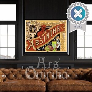 Absinthe Cross Stitch Pattern - Art Nouveau Poster - Devil Absinthe ...