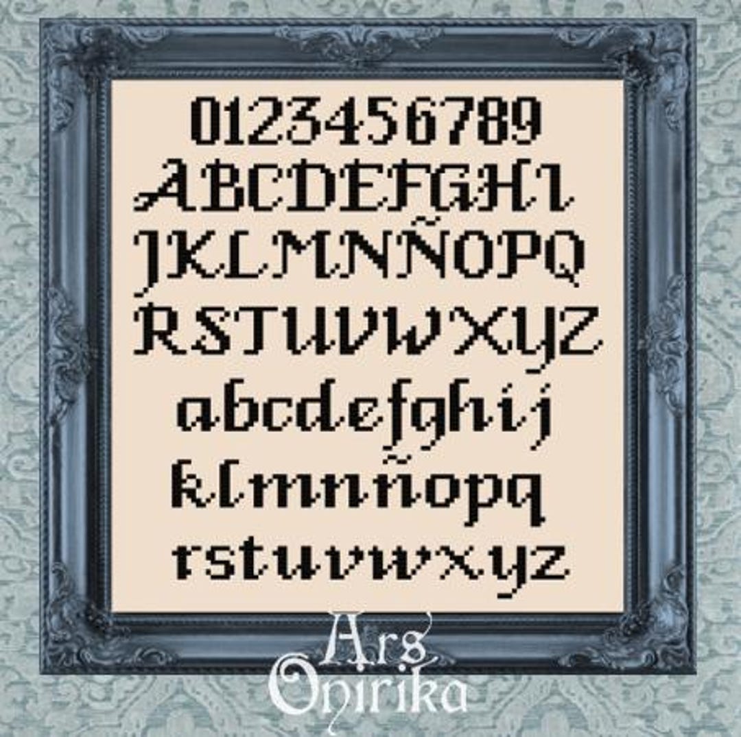 Oldscript Alphabet Pattern - Cross Stitch Font Chart - DIY Embroidery Letters - PDF Download ...