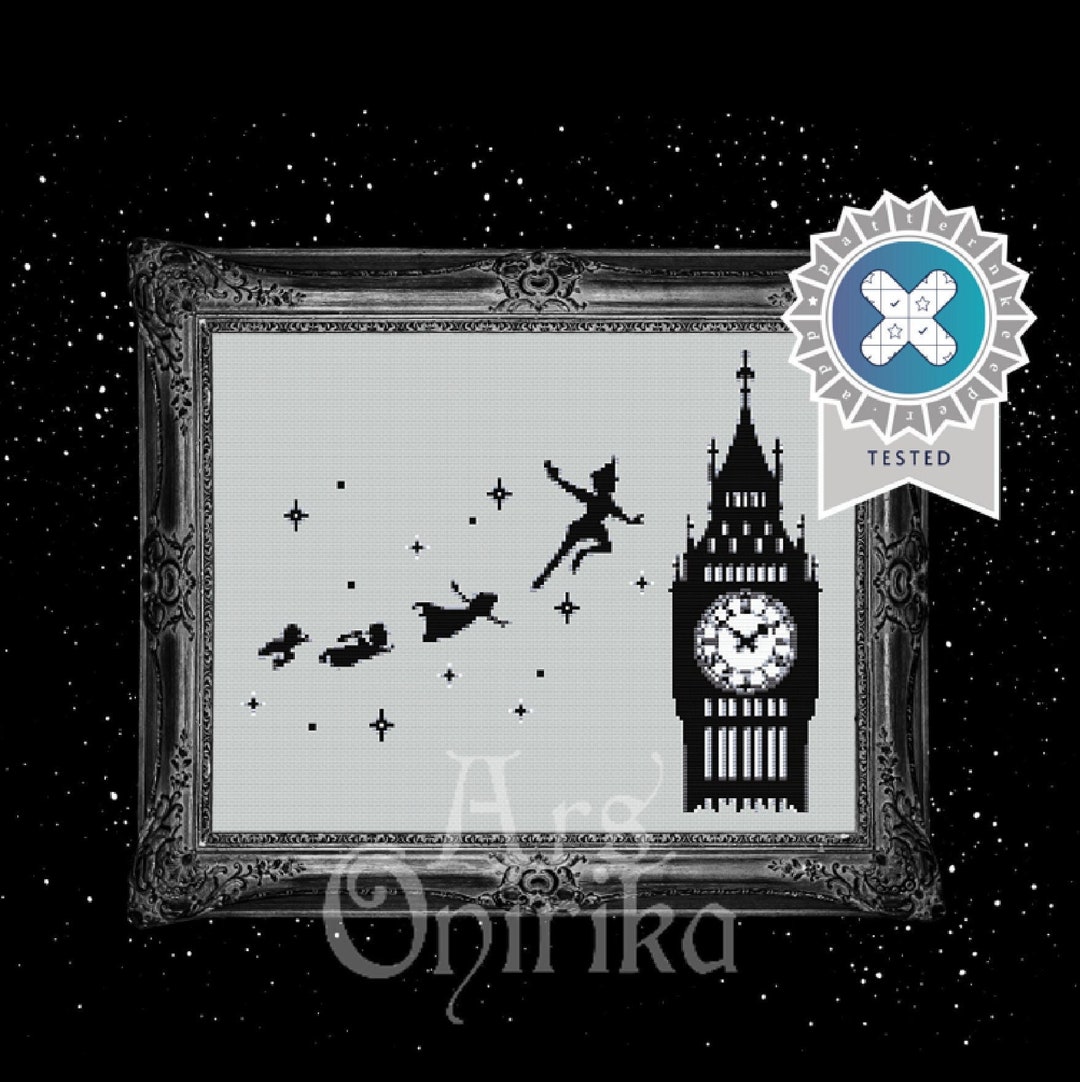 Peter Pan Cross Stitch Pattern PDF – Neverland Silhouette With Big Ben ...