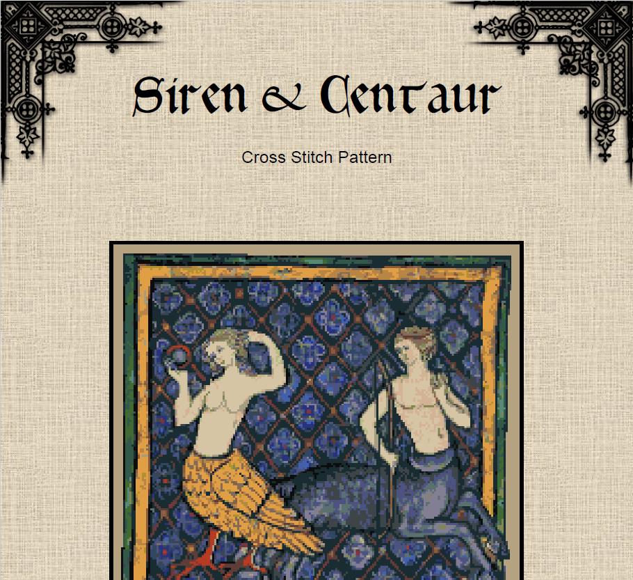 Siren & Centaur Cross Stitch Pattern – Medieval Bestiary (PDF) - Etsy
