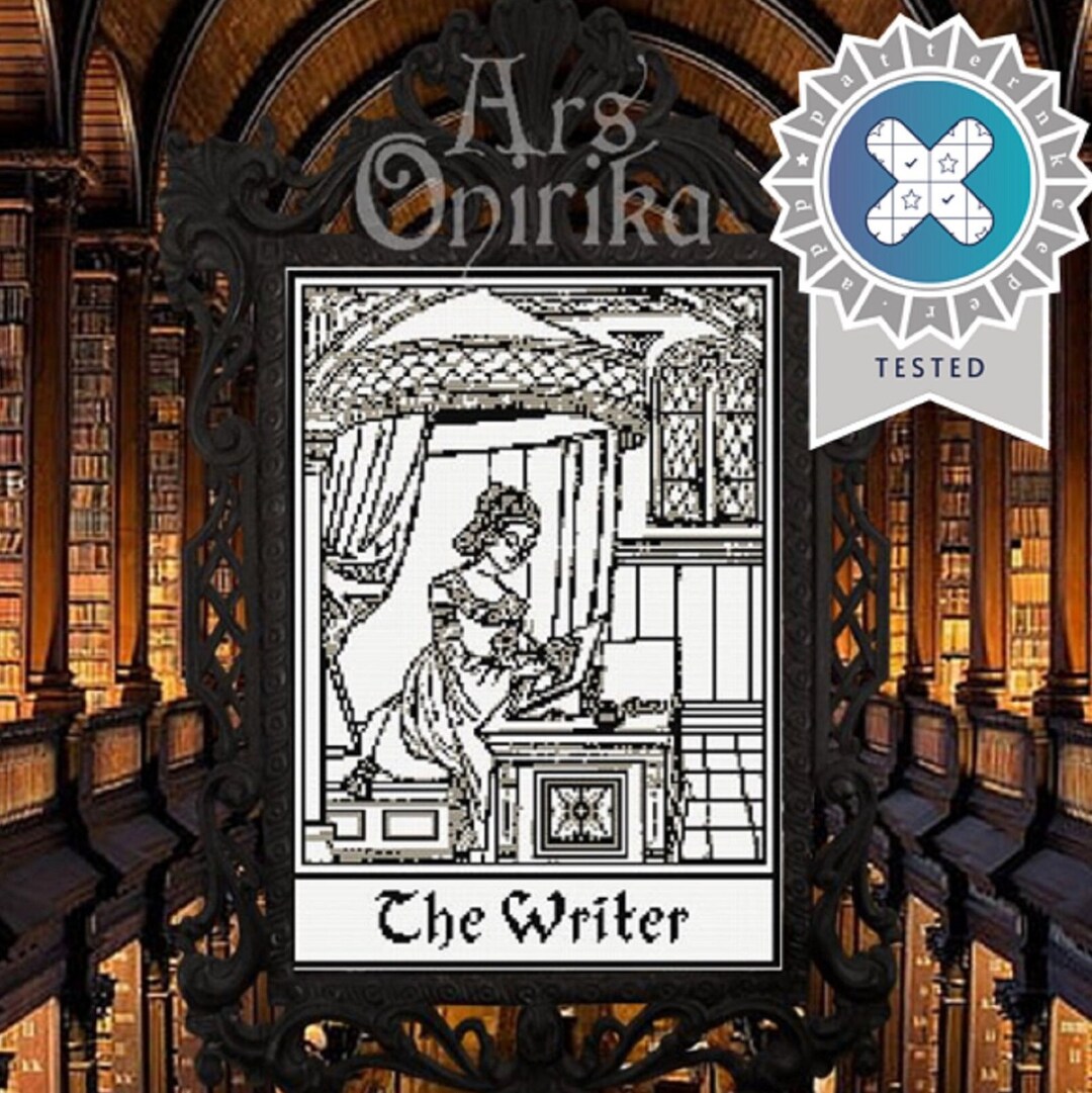 The Writer – Medieval Cross Stitch Pattern – Illuminated Sampler Design ...