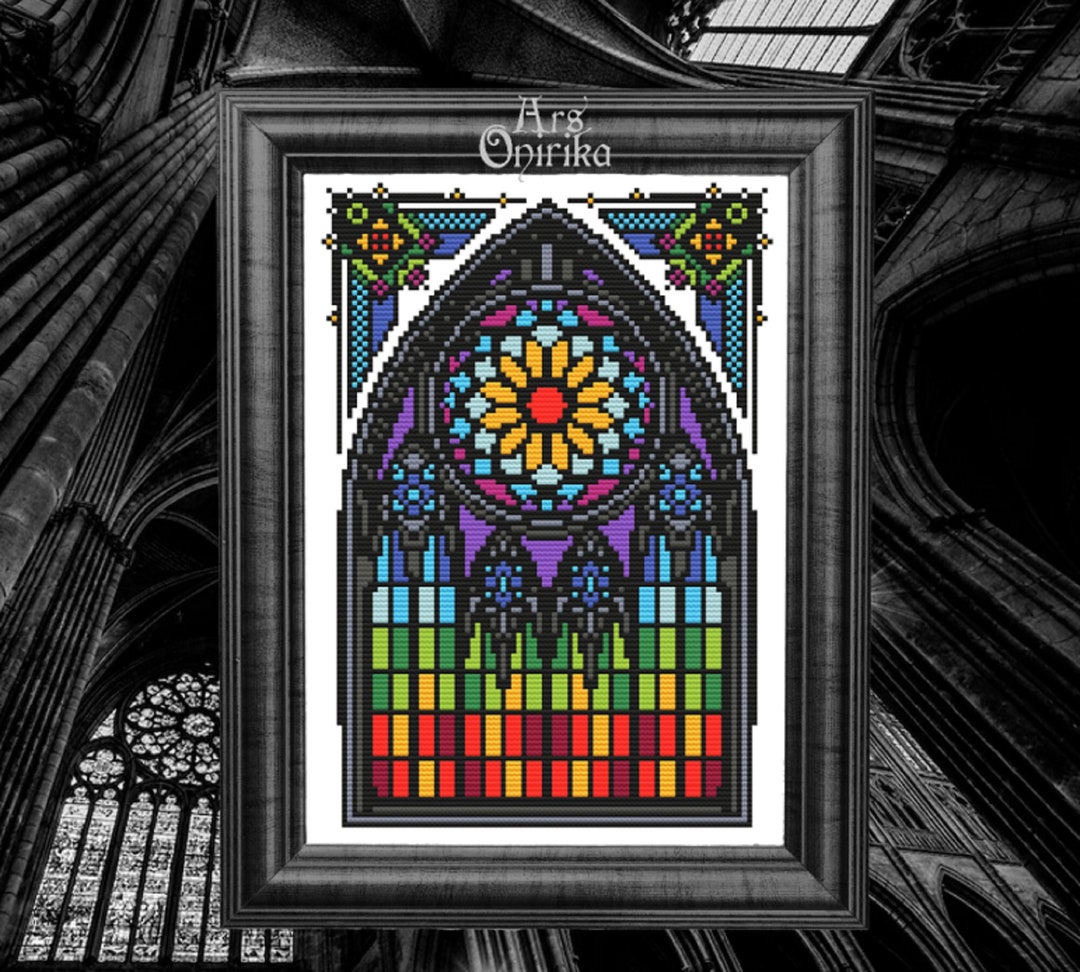 Stained Glass Cross Stitch Pattern Gothic Cross Stitch - Etsy