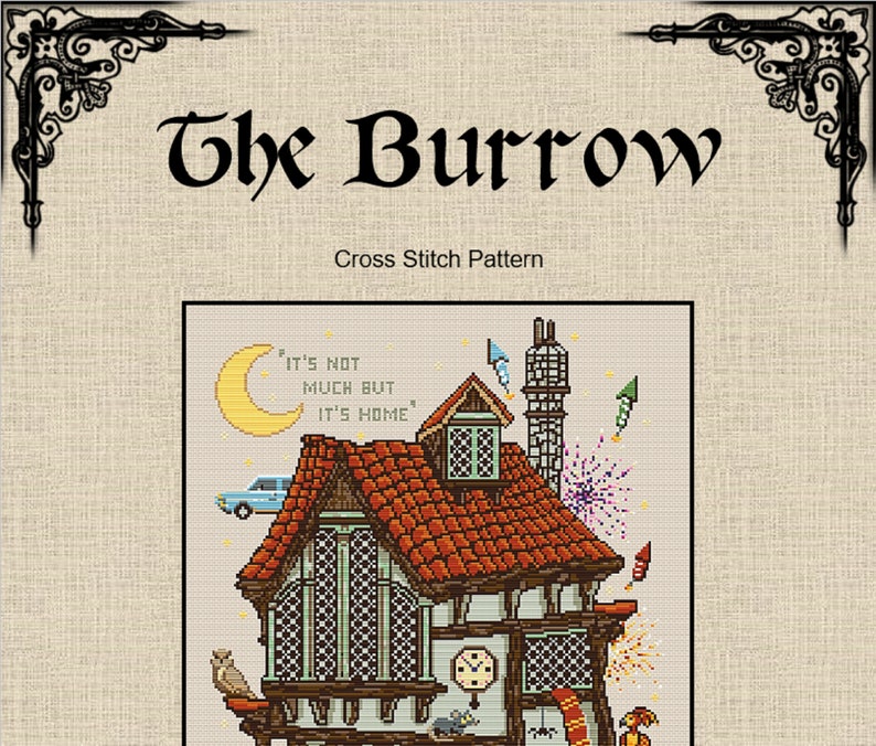 The Burrow Cross Stitch Pattern Weasley Magic HP Patten Wizarding World ...