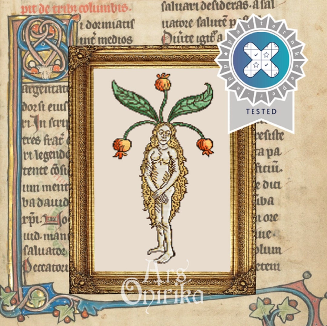 Female Mandrake Root Cross Stitch Pattern – Medieval Botanical ...