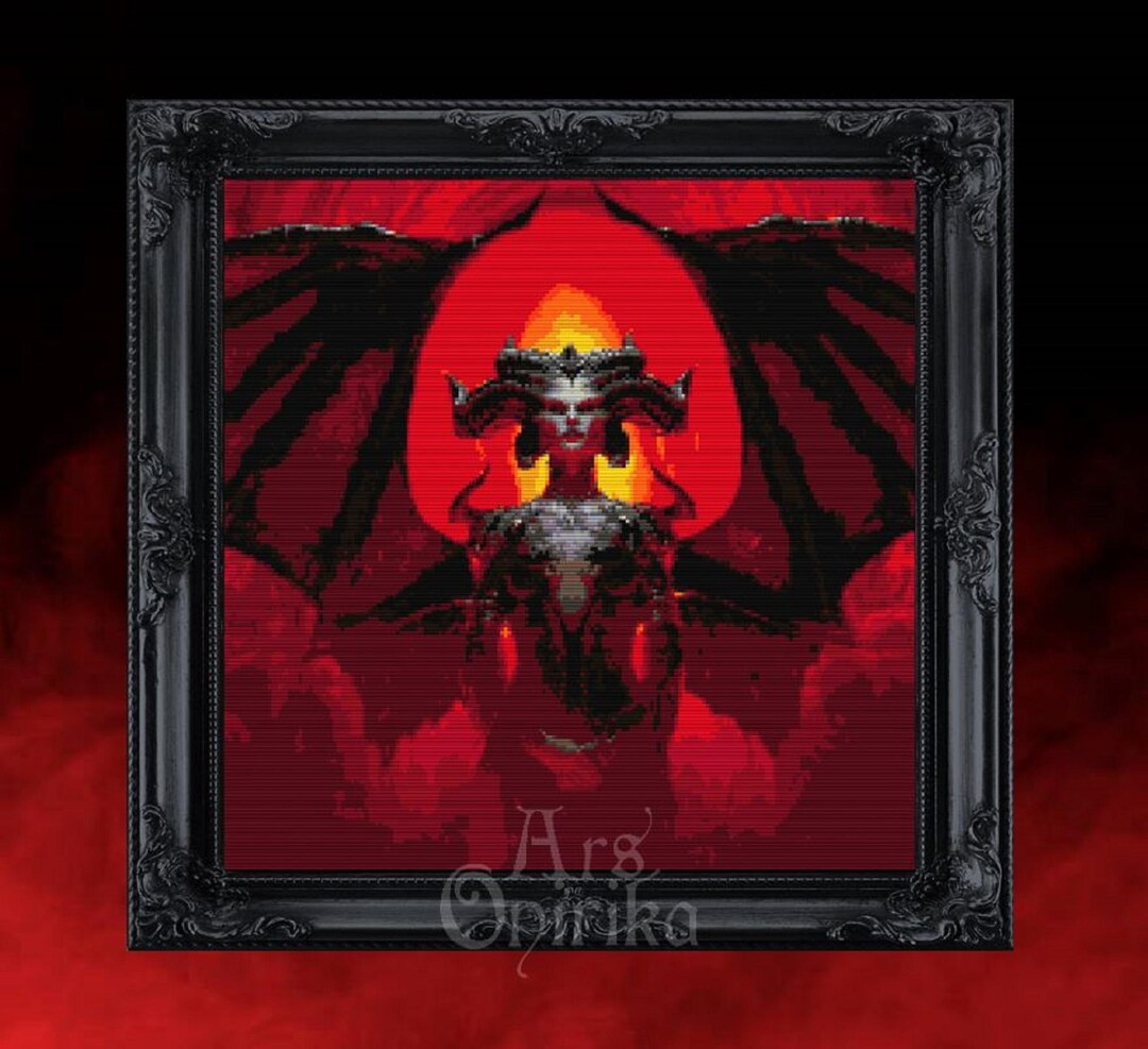 Lilith Gamer Cross Stitch Pattern - Diablo Videogame - One Page Sampler ...