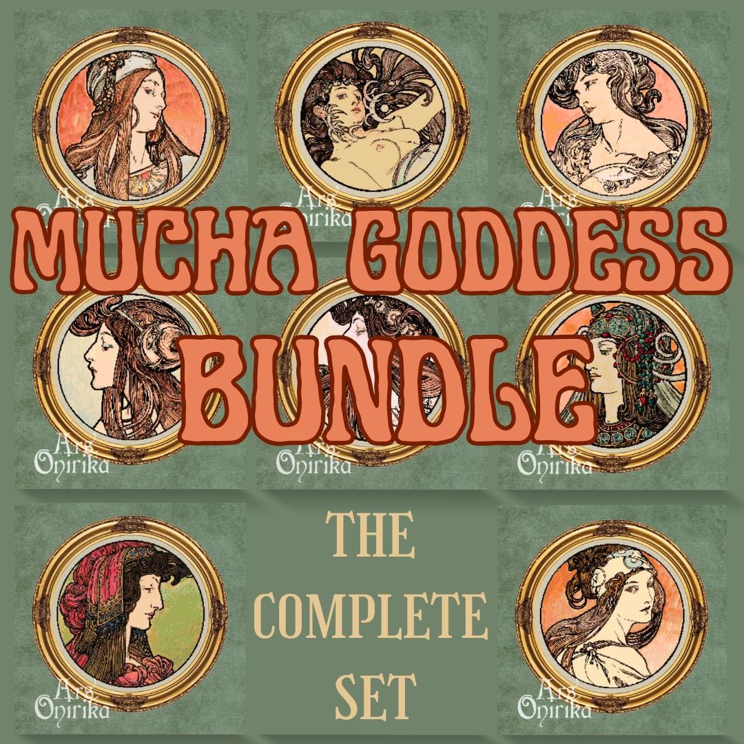 Alphonse Mucha Goddess Cross Stitch Pattern BUNDLE (PDF) - Etsy