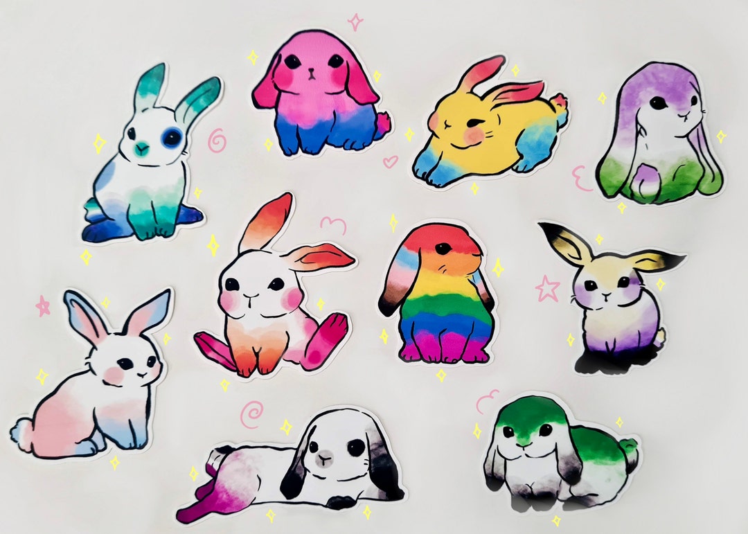 LGBTQ Cute Bunny Sticker Pride Die-cut - Etsy