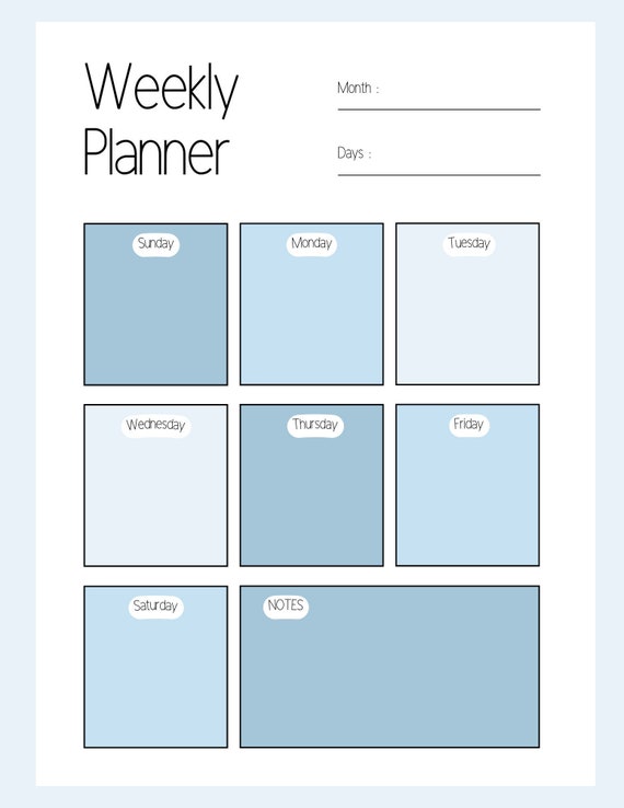Simple Weekly Planner Digital Download Minimalist Organization - Etsy