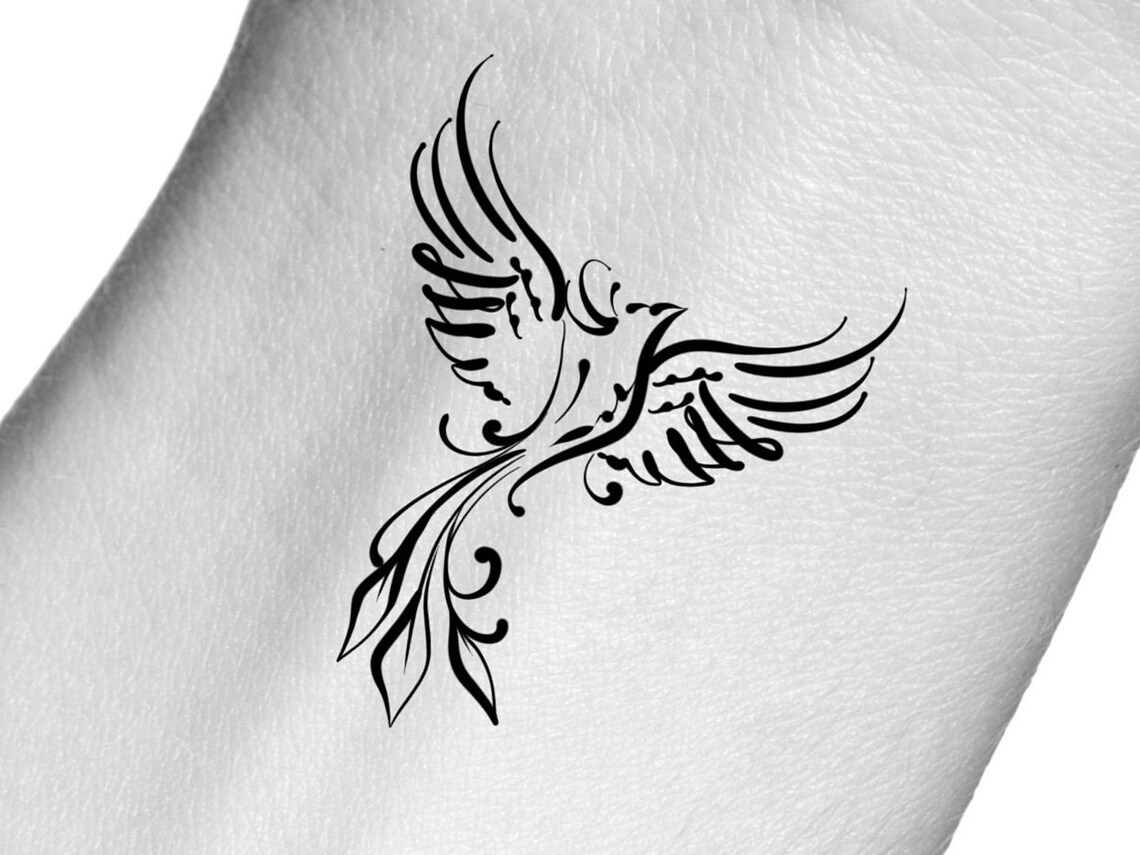 Black Phoenix Temporary Tattoo - Etsy