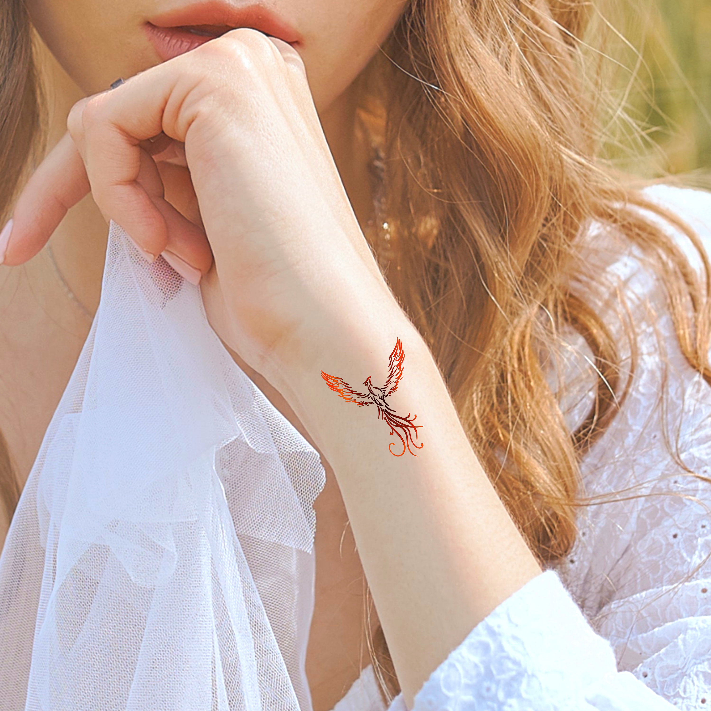 Phoenix Temporary Tattoo / Red Phoenix Bird Tattoo - Etsy