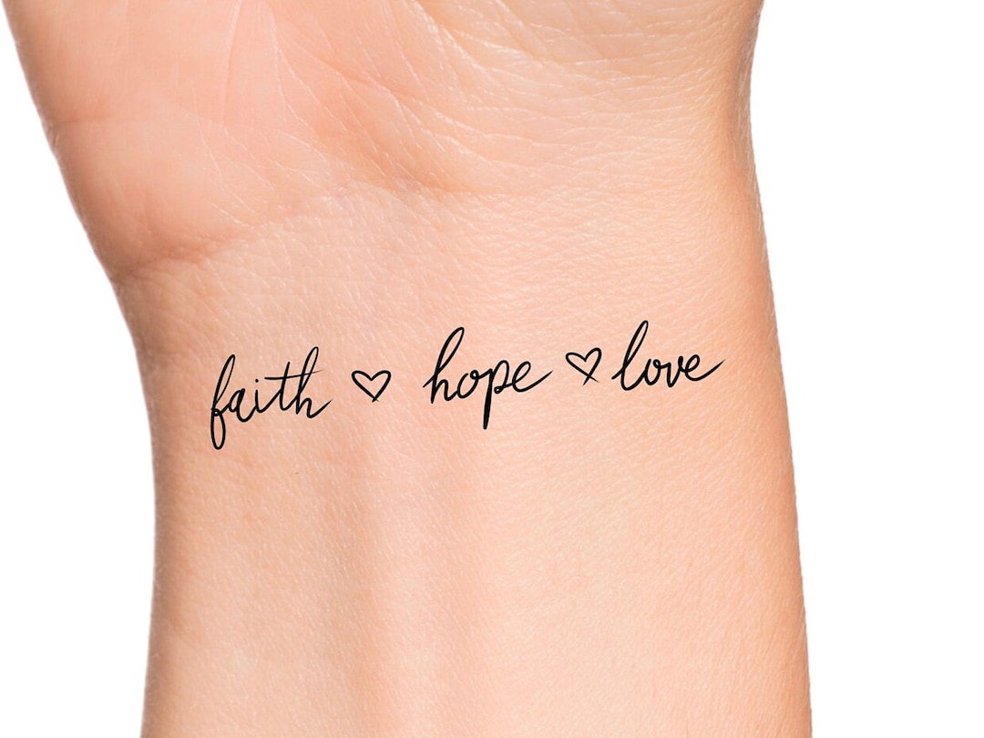Faith Hope Love Hearts Temporary Tattoo - Etsy