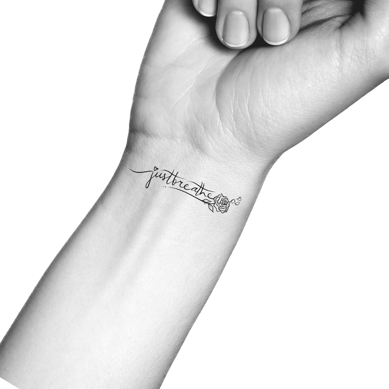 Just Breathe Rose Temporary Tattoo - Etsy