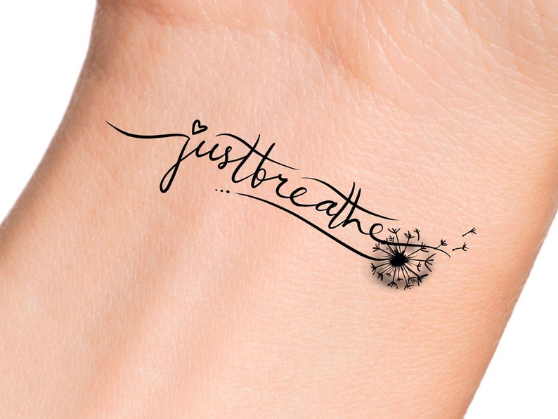 Just Breathe Dandelion Temporary Tattoo - Etsy